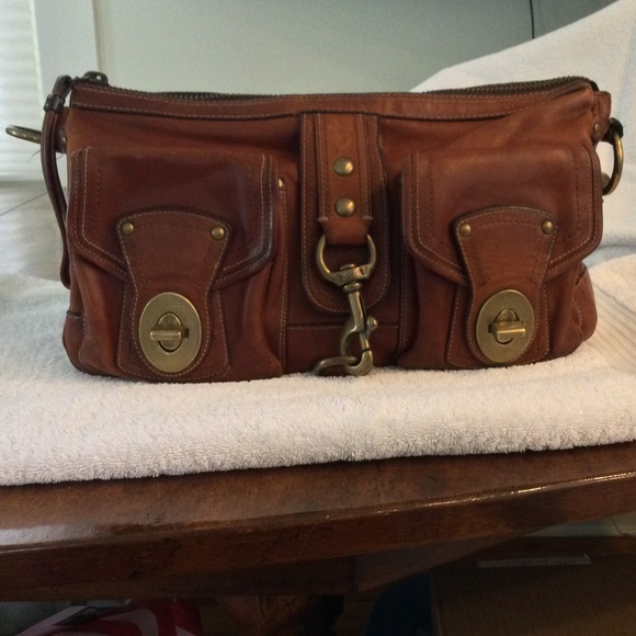 Coach | Bags | Coach Mandy Courier Leather Legacy Browncognac Satchel ...